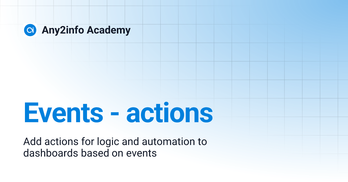 Events - actions | Any2info Academy